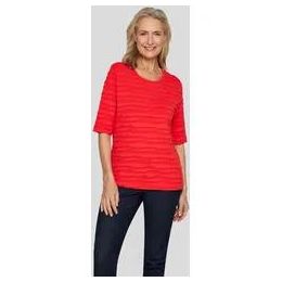 Rundhalsshirt Rabe, Damen, Gr. 42, rot, Web, Obermaterial: 68% Viskose, 28% Polyester, 4% Elasthan, unifarben, tailliert hüftbedeckend, Rundhals, Shirts, im Crinkle-Look
