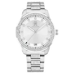Quarzuhr Tommy Hilfiger "TH85 CRYSTALS", silber (silberfarben, silberfarben), Armbanduhren, Damen, Armbanduhr, Damenuhr, Edelstahlarmband, analog, Tag, Glassteine