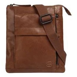 SPIKES & SPARROW Umhängetasche SPIKES & SPARROW, Damen, Gr. B/H/T: 22cm x 26cm x 4cm onesize, braun (cognac), Leder, leicht glänzend, unifarben, Taschen, echt Leder
