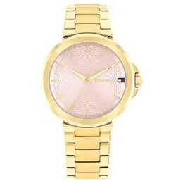 Quarzuhr Tommy Hilfiger "LORI", gold (goldfarben, rosa), Armbanduhren, Damen, Armbanduhr, Damenuhr, Edelstahlarmband, analog