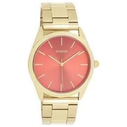 Quarzuhr Oozoo, gold (goldfarben, rot), Armbanduhren, Damen, Armbanduhr, Damenuhr, Herrenuhr, Edelstahlarmband, analog
