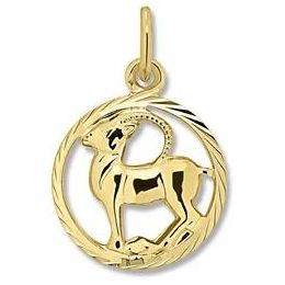Sternzeichenanhänger ONE ELEMENT "Sternzeichen Anhänger aus 333 Gelbgold", gold, Schmuckanhänger, Damen, Steinbock im Setmit Halskette, Gelbgold 333 Gold, Gelbgold 333, Gold, das perfekte Geburtstagsgeschenk für Frau und Mann