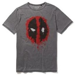 T-Shirt Recovered "Marvel Deadpool Icon Paint Logo Mid Grey", Herren, Gr. S, grau, 100% Baumwolle, bedruckt, normal, Rundhals, Shirts, mit coolem Marvel-Print