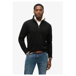 Sweatshirt Superdry "ESSENTIAL LOGO HENLEY", Herren, Gr. XL, schwarz, angeraute Sweatware, Obermaterial: 70% Baumwolle, 30% Polyester, unifarben, loose fit normal, ohne Ausschnitt, Rippb&uuml;ndchen, Sweatshirts Sweatshirt