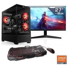 CSL Gaming-PC-Komplettsystem "AeroVision V24431", Energieeffizienz: E (A-G), schwarz, Microsoft Windows 11 Home (64 Bit), 32 GB RAM 1.000 GB SSD, Computer_Komplettsysteme