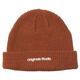 Jack & Jones Beanie JACK & JONES "JACVESTERBRO BEANIE NOOS", Damen, Gr. 1, braun (brandy braun), Strick, Baumwollmischung, unifarben, Mützen