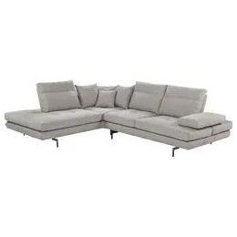 Ecksofa Calia italia "Toby Wing, Komfortsofa mit Sitzkomfort der Extraklasse, L-Form", beige (ecrù mario), B:288cm H:90cm T:232cm, Mikrofaser mit Nubuk Optik (100% Polyester), Sofas, Sitztiefenverstellung, wahlw. mit Kissen-Set,Füße schwarz matt