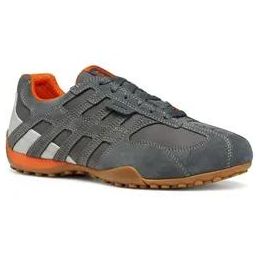 Schnürschuh Geox "U SNAKE ORIGINAL", Herren, Gr. 41, orange (grau, orange), Synthetik, Veloursleder, kontrastfarbene Details, Basic, Schuhe, Sneaker mit Geox Spezial Membrane, Größenschablone zum Download