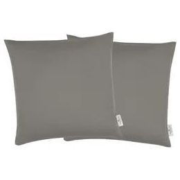 Dekokissen Tom Tailor HOME "Dove" Gr. 2, grau (grau, unifarben), B:48cm L:48cm, Baumwolle, Dekokissen_Sitzkissen_Kissenhüllen, unifarben, Kissenhüllen ohne Füllung, 2er Pack