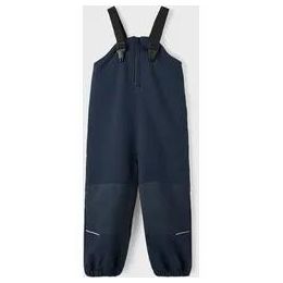 Regenhose name it "NMNALFA08 SOFTSHELL BIB PANT SOLID FO", Jungen, Gr. 92, N-Gr, blau (schwarz sapphire), Softshell, Obermaterial: 94% Polyester, 6% Elasthan, unifarben, normal, Hosen, mit dekorativen und reflektierenden Details