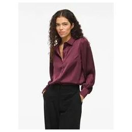 Langarmbluse Vila "VIENNA RAVENNA L/S BALLOON SHIRT - NOOS", Damen, Gr. 34, lila (fig), Web, Obermaterial: 100% Polyester, unifarben, regular fit normal, angesetztes Bündchen, Blusen