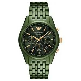 Chronograph Emporio Armani, dunkelgrün, khaki, Armbanduhren, Herren, Quarzuhr, Armbanduhr, Herrenuhr, Keramik, analog, Tag