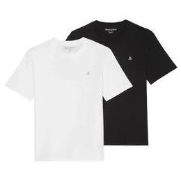 Marc O'Polo T-Shirt MARC O'POLO, Herren, Gr. XL, schwarz, weiß, Jersey, Obermaterial: 100% Baumwolle, Rundhals, Shirts