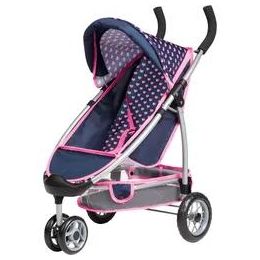Puppenbuggy BAYER "Jogger Sport", herzchen blau, Puppenwagen, KinderB:40,5cm H:67cm T:40,5cm, Kunststoff, Metall, Polyester, B:40,5cm H:67cm T:40,5cm