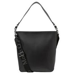 Marc O'Polo Hobo "VANJA", Damen, Gr. B/H/T: 35cm x 34cm x 11cm, schwarz, Polyester, MARC O'POLO ACCESSORIES, unifarben, Taschen, Schultertasche, Damen-Handtasche mit langem Logo-Gurtband