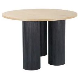 Esstisch OTTO HOME "Mandan", schwarz (eichefarben, schwarz, eichefarben), B:110cm H:76cm T:110cm, Tische, rund, 110x110 cm, 25 cm runde Beine mit Rillenstruktur, Höhe 76 cm