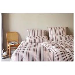 Bettwäsche Elegante "Waterstripe", rouge, B/L: 135cm x 200cm, 1 Stk., 1 Stk., Interlock-Jersey, B/L: 80cm x 80cm, 2 Stk., Interlock-Jersey, Obermaterial: 100% Baumwolle, Bettwäsche, angenehmes Hautgefühl