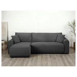 Ecksofa OTTO HOME "JONAA, 241cm, L-Form, Schlafsofa, Boxspringfederung, Dauerschläfer", anthrazit, B:241cm H:79cm T:52cm, Sofas, 133/200cm, Recamiere links/rechts, Bettkasten, Cord u. Struktur
