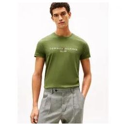 T-Shirt Tommy Hilfiger "TOMMY LOGO TEE", Herren, Gr. XXL, mountain pine, Single Jersey, Obermaterial: 100% Baumwolle, Rundhals, Shirts
