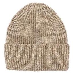 Strickmütze CAPO, Damen, beige, Strick, Materialmix, meliert, Mützen, Melange-Optik, Rippenstrick, breiter Umschlag