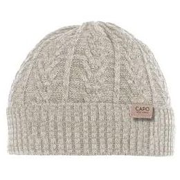 Strickmütze CAPO, Damen, beige, Strick;Chemische Reinigung, schonender Prozess;nicht bleiche;nicht bügeln;nicht trocknergeeignet, Wollmischung, meliert, Mützen, Rippenstrick, natürliche Thermoregulierung