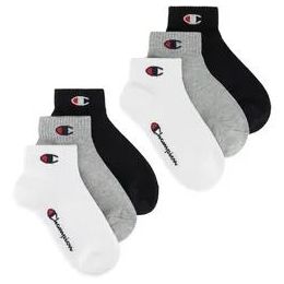 Kurzsocken Champion "6 Pack Quarter Socks", M&auml;dchen, Gr. 27 (30), oxgm, oxgm, wht, wht, nbk, nbk, ns, Baumwollmischung, unifarben, Socken, f&uuml;r Kinder, sportlicher Look, aus Baumwollmischung