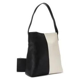 Shopper Vivance "Schultertasche", Damen, Gr. B/H/T: 30cm x 35cm x 14cm, schwarz-weiß (schwarz, weiß), Lederimitat, mehrfarbig, Taschen, mit kleiner Innentasche, Handtasche, Damentasche VEGAN