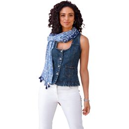 Damen Jeansweste in taillierter Form blue-stone-washed, Gr&ouml;&szlig;e 54