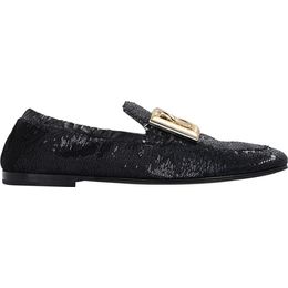 Dolce & Gabbana Dolce&Gabbana Loafer - Dolce & Gabbana Ariosto Paillettes Loafers - Gr. 39 (EU) - in Schwarz - f&uuml;r Damen