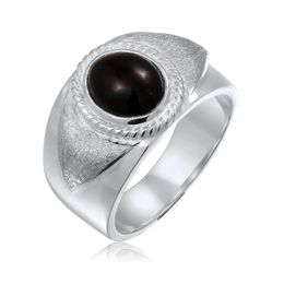 Kuzzoi Ringe - Ring Siegelring Schwarz Onyx 925 Sterling Silber - Gr. 66 MM - in Silber - für Damen