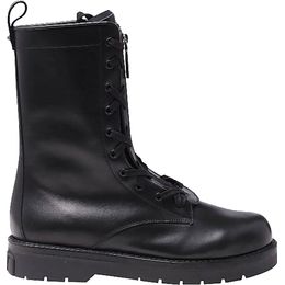 Valentino Garavani Stiefel - Valentino Garavani Combat Leather Boots - Gr. 44 (EU) - in Schwarz - f&uuml;r Damen