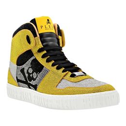 Philipp Plein Low-Top Sneaker - Hochwertige Turnschuhe Notorious Mit Schmucksteine - Gr. 43 (EU) - in Gelb - f&uuml;r Damen