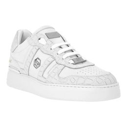 Philipp Plein Low-Top Sneaker - Lo-Top Turnschuhe Cocco Crocco Gepr&auml;gt - Gr. 39 (EU) - in Wei&szlig; - f&uuml;r Damen