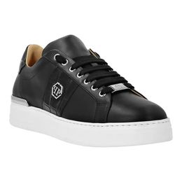 Philipp Plein Low-Top Sneaker - Lo-Top Turnschuhe Hexagon - Gr. 45 (EU) - in Schwarz - f&uuml;r Damen