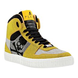 Philipp Plein Low-Top Sneaker - Hochwertige Turnschuhe Notorious Mit Schmucksteine - Gr. 42 (EU) - in Gelb - f&uuml;r Damen