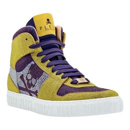 Philipp Plein Low-Top Sneaker - Hightop-Sneaker Notorious Mit Schmucksteinen - Gr. 45 (EU) - in Gelb - f&uuml;r Damen