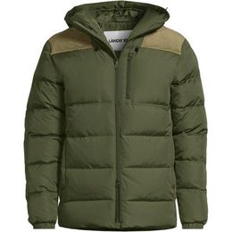 LANDS' END Daunen-Kapuzenjacke mit Cord-Besatz, Herren,  Gr&uuml;n, Polyester, by Lands' End