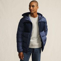 LANDS' END Daunen-Kapuzenjacke Colorblock, Herren,  Blau, Polyester, by Lands' End