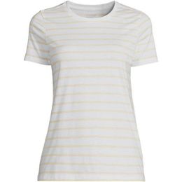 LANDS' END Supima Kurzarm-Shirt mit rundem Ausschnitt, Damen,  Beige, Baumwolle, by Lands' End