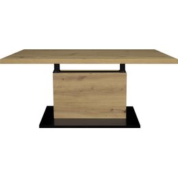 Mäusbacher Couchtisch MÄUSBACHER "Lift Couchtisch", braun (vulkanschwarz supermatt, asteiche, asteiche), Tische, höhenverstellbar von 49-68 cm, Breite 120 cm, Metallgestell