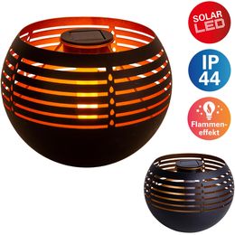 N&auml;ve LED Au&szlig;en-Tischleuchte N&Auml;VE "Solar-Tischleuchte", schwarz, B:21cm H:16cm L:21cm &Oslash;:21cm, Leuchten, Flammeneffekt, Schiebeschalter, Eisen/Kunststoff, schwarz/gold