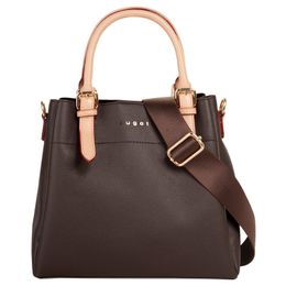 Henkeltasche Bugatti "ELLA", Damen, Gr. B/H/T: 22cm x 21cm x 10cm onesize, braun (dunkelbraun), Kunstfaser, unifarben, Taschen