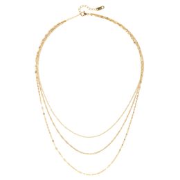 Collier Lascana "3- reihige Halskette", Damen, Gr. Edelstahl, L: 55, goldfarben, glänzend, Halsketten, Zarte Ketten mit Goldbeschichtung