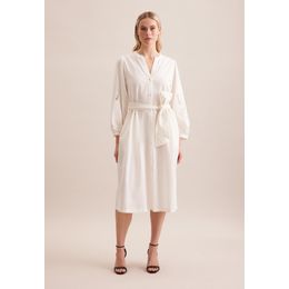 Sommerkleid Seidensticker "Schwarze Rose", Damen, Gr. M38, Normalgrößen, beige (ecru), 65% Baumwolle, 35% Leinen, unifarben, regular fit, Rundhals, Kleider, 7/8-Arm Rundhals Uni