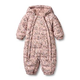 Schneeoverall Wheat "Puffer baby Suit Edem", Baby, Gr. 74 (80), rosa (rose powder flowers), Web, Obermaterial: 100% Polyester, bedruckt, geblümt, normal, Rundhals, Raglanärmel Bündchen, Overalls, wasserdicht, atmungsaktiv