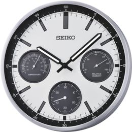 Wanduhr Seiko, bunt (silberfarben, weiß), Wanduhren, B/H/L: 4,9cm, Quarzuhr,Leuchtzeiger,Wohnzimmer,Esszimmer,Küche,Arbeitszimmer,Flur
