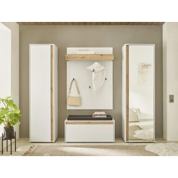 Garderoben-Set Inosign "GIRON/CiTY, moderne Garderobe, Komplettset mit viel Stauraum", weiß, B:170cm H:200cm T:40cm, Holzwerkstoff, Kastenmöbel-Sets, enthält Garderobenschränke, Paneel & Schuhbank +Sitzkissen