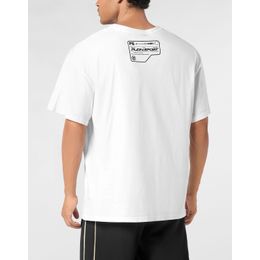 T-Shirt Plein Sport "T-Shirt Rundhalsausschnitt Ss", Herren, Gr. M, weiß (01, weiß), Obermaterial: 100% Baumwolle, Shirts