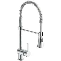 Küchenarmatur Welltime "Toronto, Wasserhahn für die Küche", grau (chromfarben), B:7,2cm H:56cm T:27,6cm, Armaturen, Hochdruck Küchenarmatur, Einhebelmischer Wasserhahn mit Spiralfeder