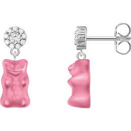 Paar Ohrstecker Thomas Sabo "Thomas Sabo x HARIBO: Ohrstecker mit Goldbär", weiß (silberfarben, rosa, kristallweiß, rosa, kristallweiß), Ohrringe, Damen, Silber 925 (Sterlingsilber), mit Kristallglas, Zirkonia (synth.)